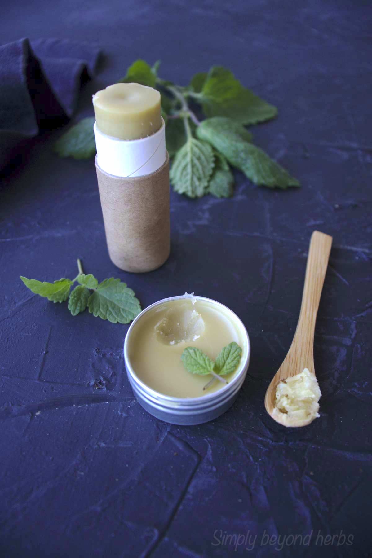 Lemon balm lip balm for cold sore relief - SimplyBeyondHerbs