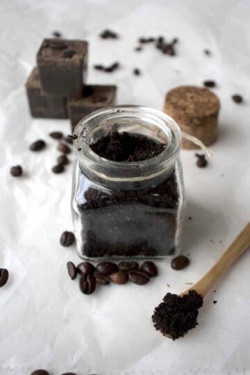 DIY coffee body scrub recipe (in a jar and cubes) - SimplyBeyondHerbs