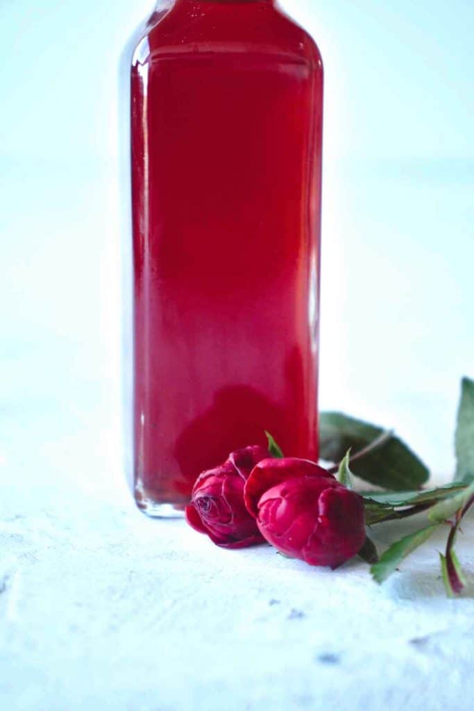Rose cordial recipe (simple rose syrup) - SimplyBeyondHerbs