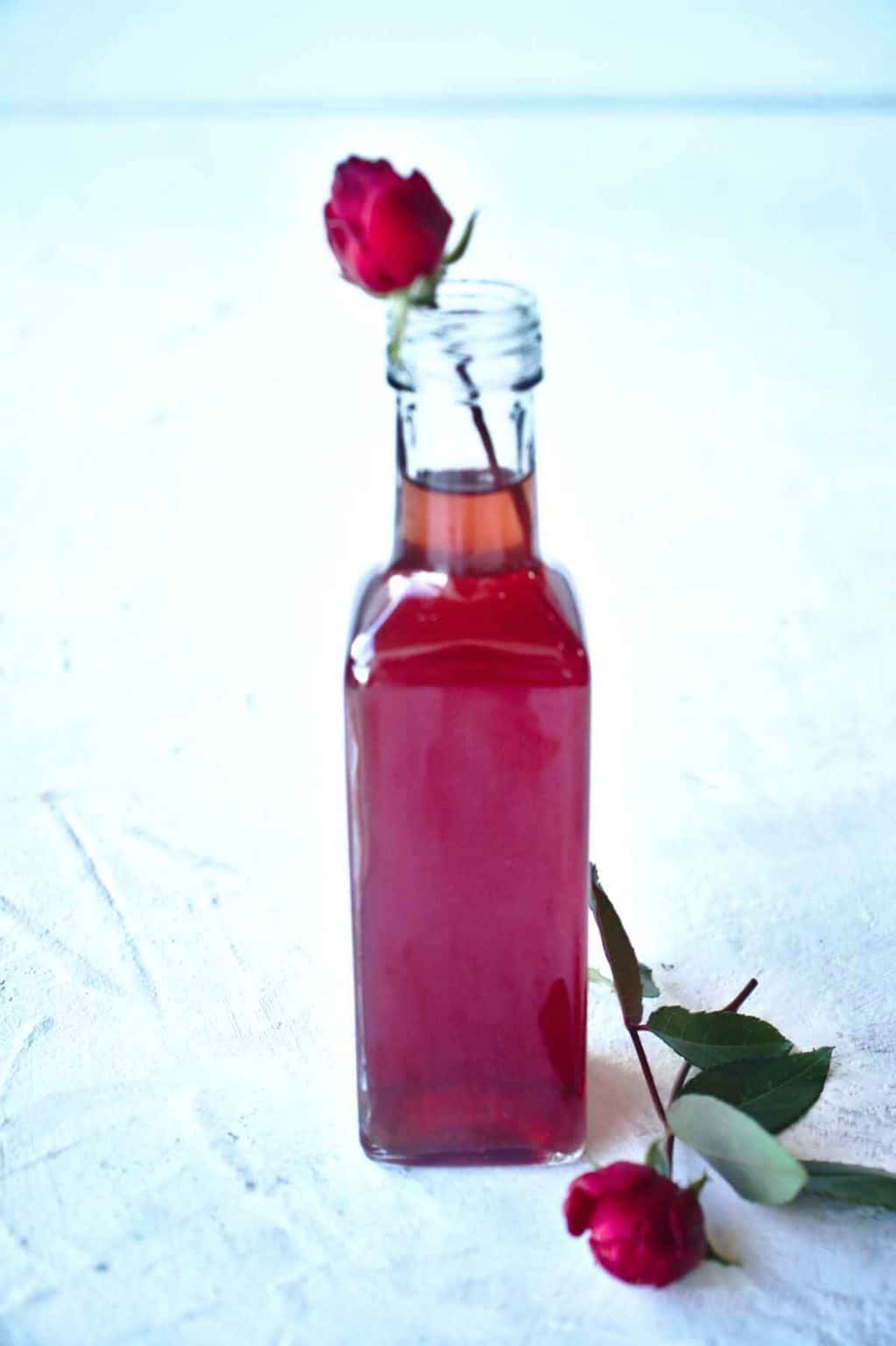 Rose cordial recipe (simple rose syrup) - SimplyBeyondHerbs