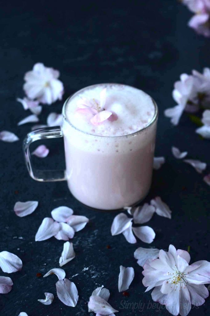 Sakura Latte at home: Cherry blossom drink - SimplyBeyondHerbs