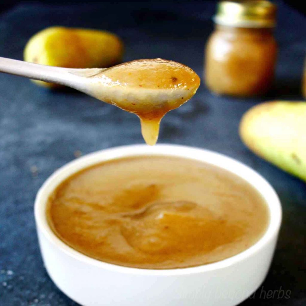 Easy Pear Butter Recipe with spices - SimplyBeyondHerbs