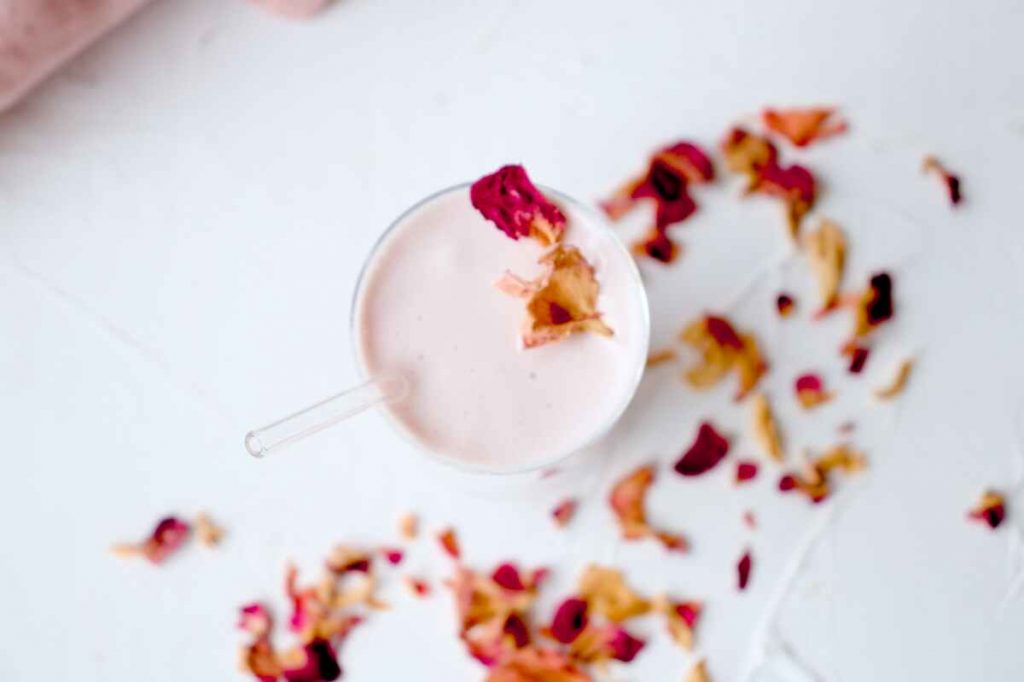 Rose Milk with Homemade Rose Syrup - SimplyBeyondHerbs