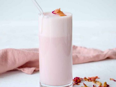 Rose Milk with Homemade Rose Syrup - SimplyBeyondHerbs