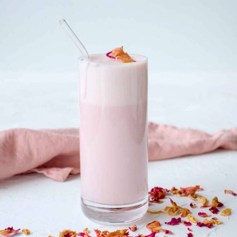 Rose Milk with Homemade Rose Syrup - SimplyBeyondHerbs