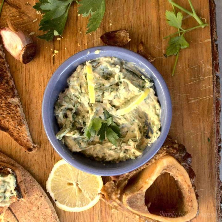 Roasted Garlic Bone Marrow Butter with Parsley - SimplyBeyondHerbs