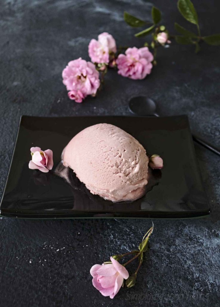 Rose Ice Cream recipe with rose petals - SimplyBeyondHerbs