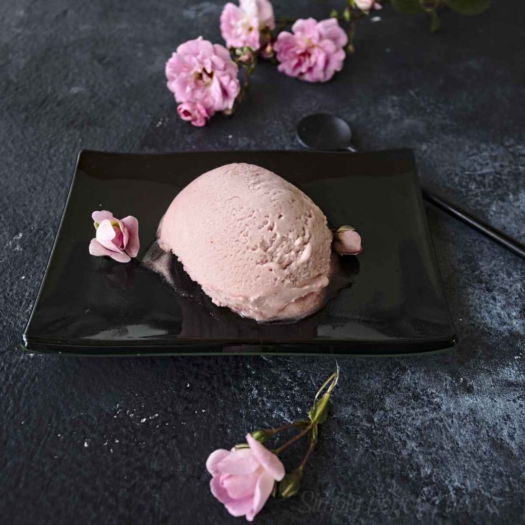 Rose Ice Cream recipe with rose petals - SimplyBeyondHerbs